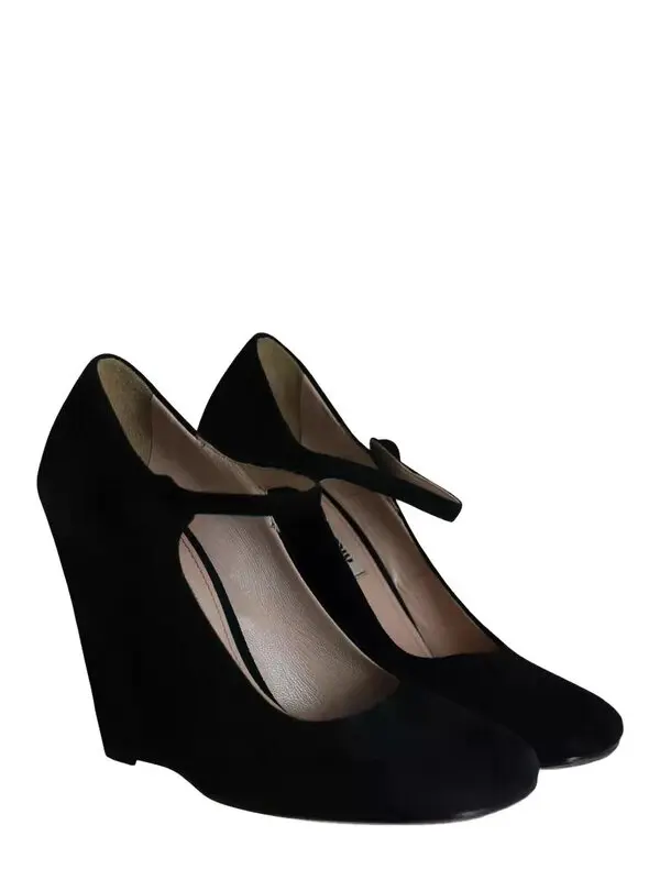 Miu Miu Suede Wedge Pumps - Black