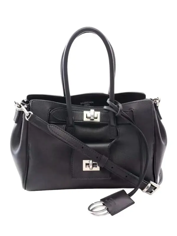 Balenciaga Mini Calfskin Bel Air Carry All Tote Satchel - Black
