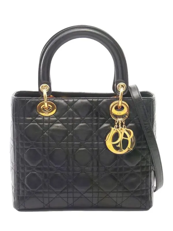 Dior Medium Lambskin Cannage Lady Satchel - Black