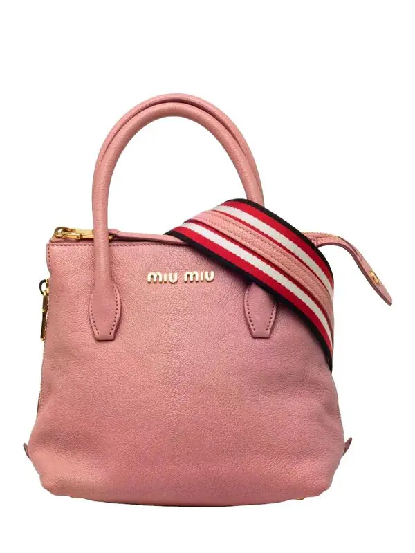 Miu Miu Goatskin Madras Side Zip Satchel - Pink