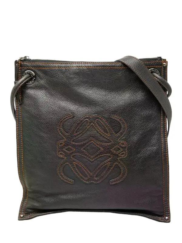 Loewe Leather Anagram Crossbody Bag - Grey