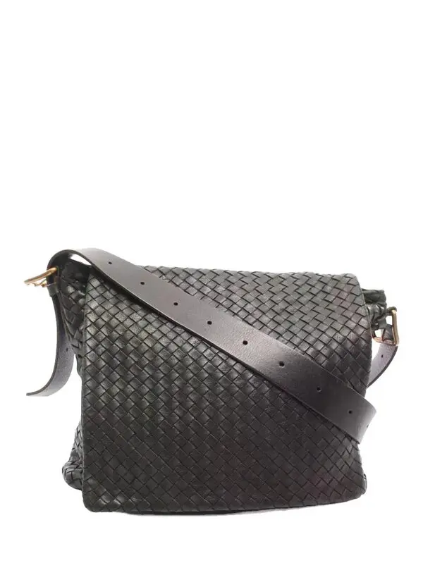 Bottega Veneta Nappa Intrecciato Flap Crossbody Bag - Black
