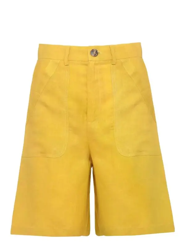 EMME Emma Dorni High-waisted Bermuda Linen Shorts - Yellow