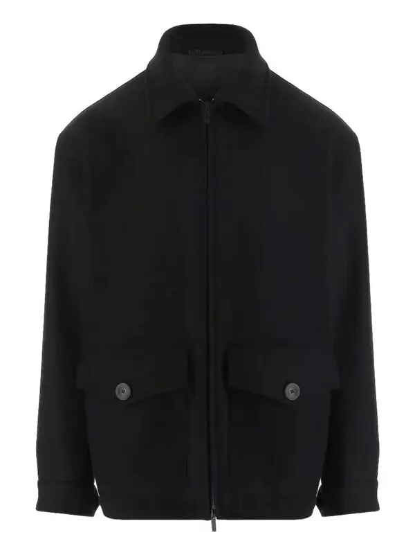 Giorgio Armani Zip-up Short Coat - Black