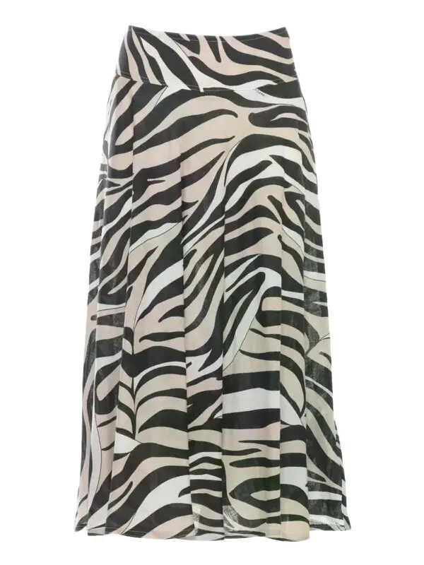 Marella Zebra-print Midi Skirt - Black