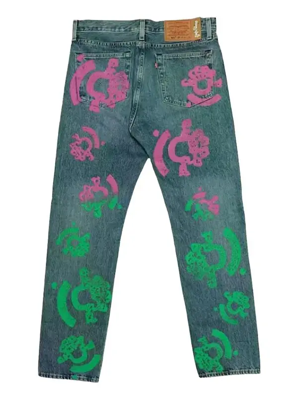 DENIM TEARS X Bstroy Graphic Print Jeans - Blue
