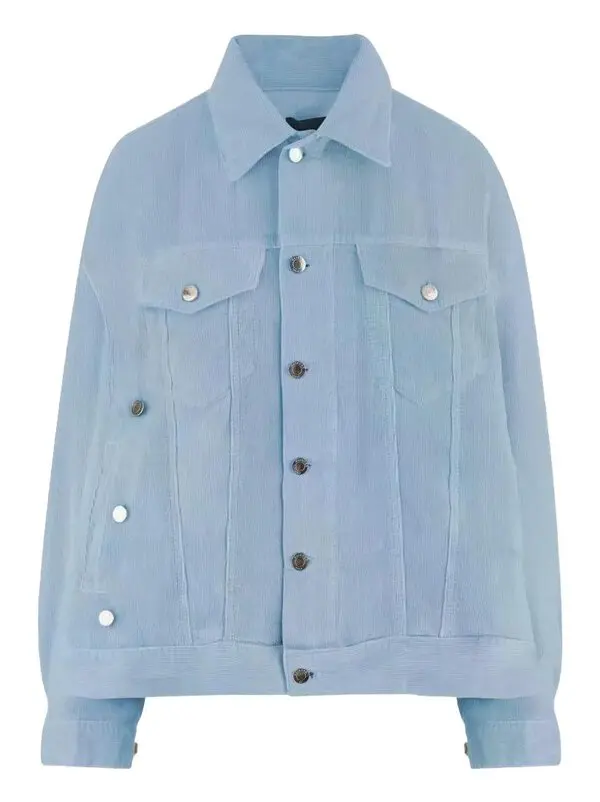 HAIKURE Ribbed-knit Button-up Jacket - Blue