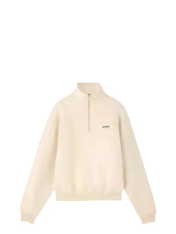 Jacquemus Logo-patch Quarter-zip Sweater - Neutrals