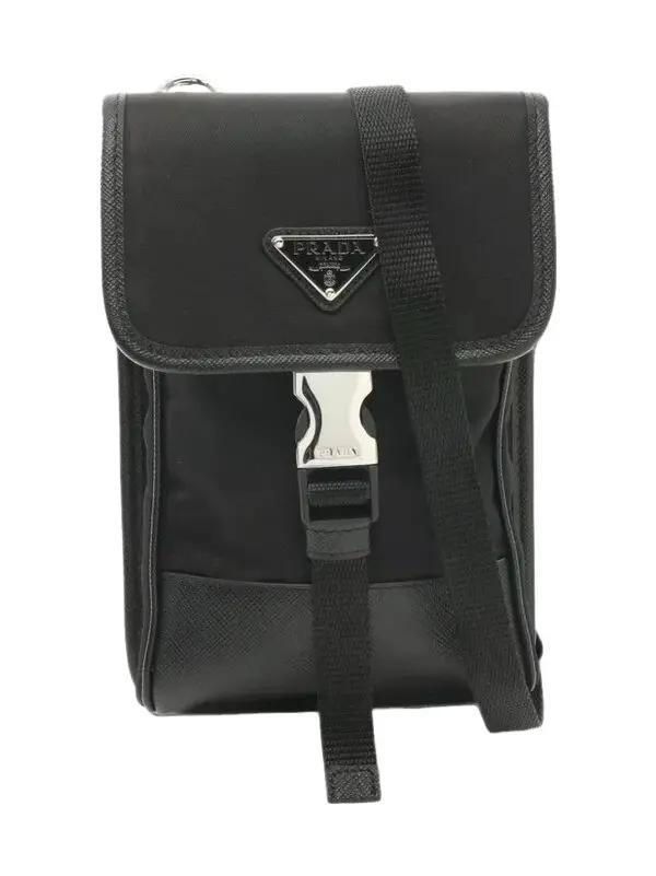 Prada Tessuto Saffiano Mini Shoulder Bag - Black
