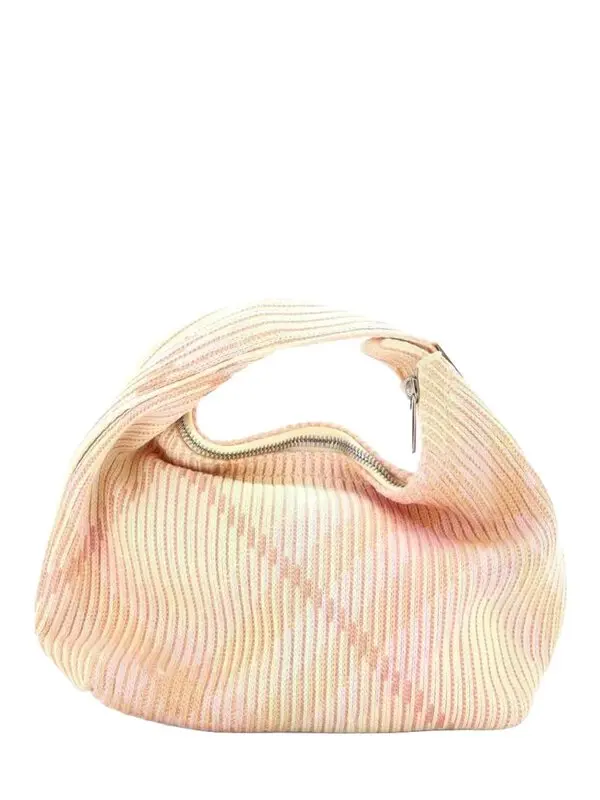Burberry Knit Check Fabric Mini Satchel With Peg Handle - Pink