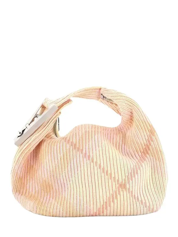 Burberry Knit Check Fabric Mini Satchel With Peg Handle - Pink
