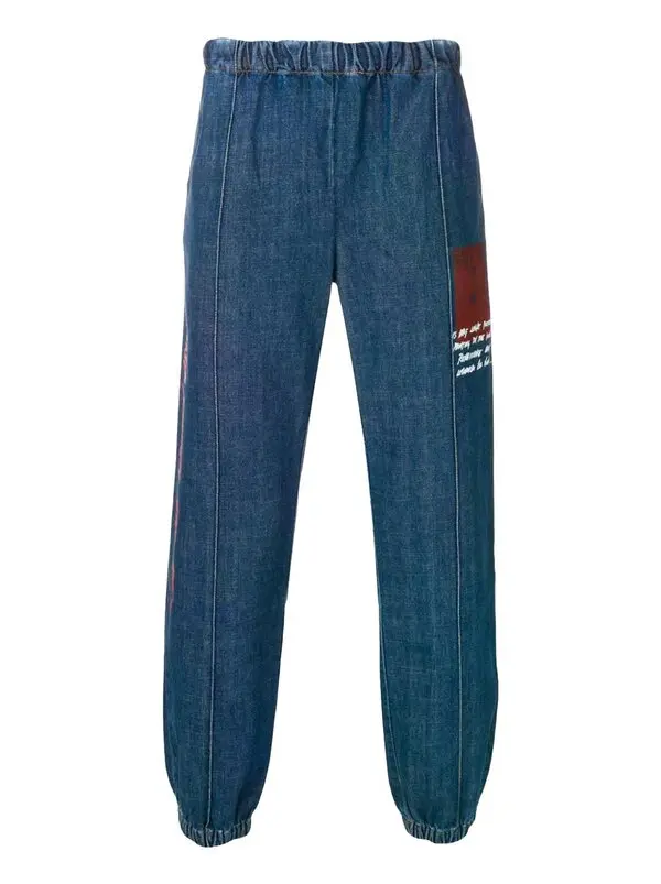 Off-White Denim Jeans With Leonardo Da Vinci Print - Blue