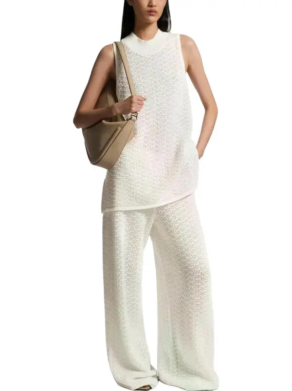 BOSS Crochet-knit Wide-leg Trousers - Neutrals