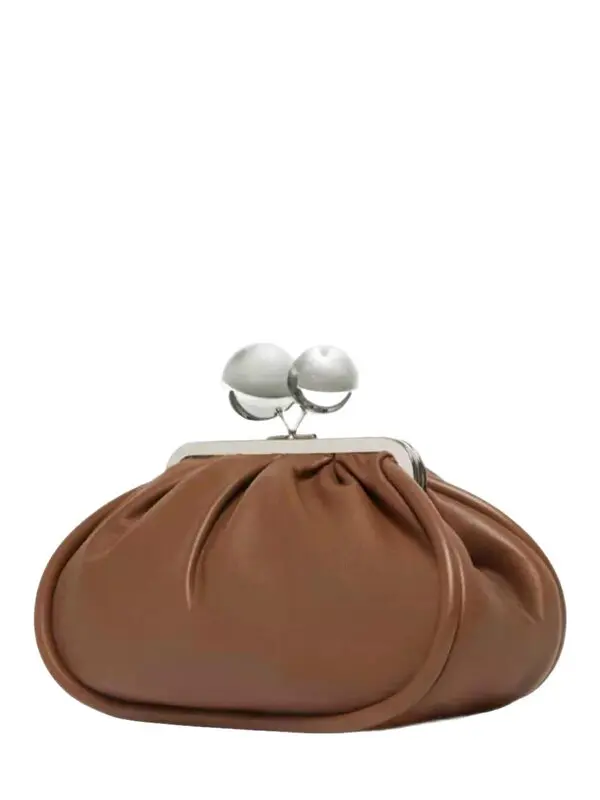 Max Mara Medium Pasticcino Sphere-clasp Leather Clutch Bag - Brown