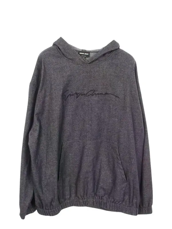 Giorgio Armani Logo Embroidered Hoodie - Grey
