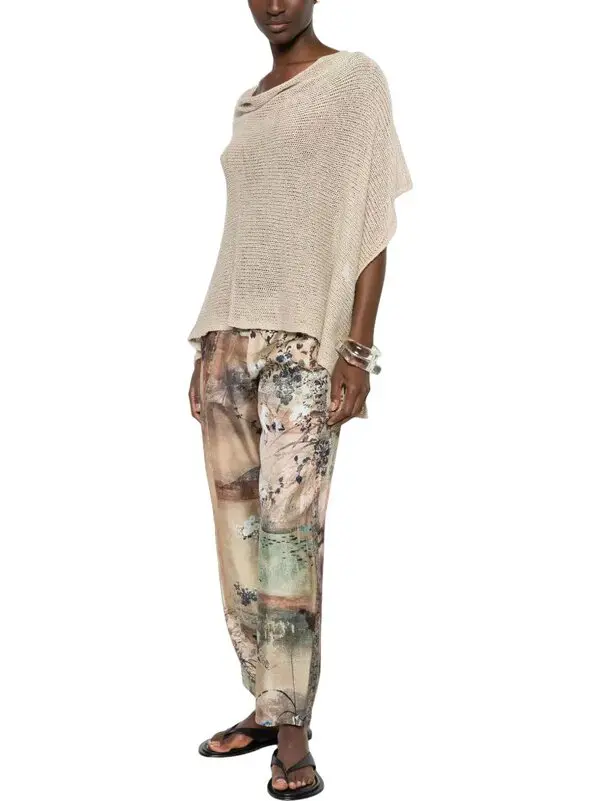 PIERRE-LOUIS MASCIA Landscape Print Drawstring Trousers - Neutrals