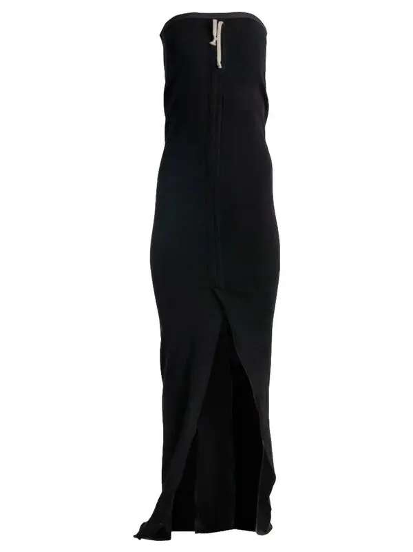 Rick Owens Strapless Jersey Maxi Dress With Back Slit - Black