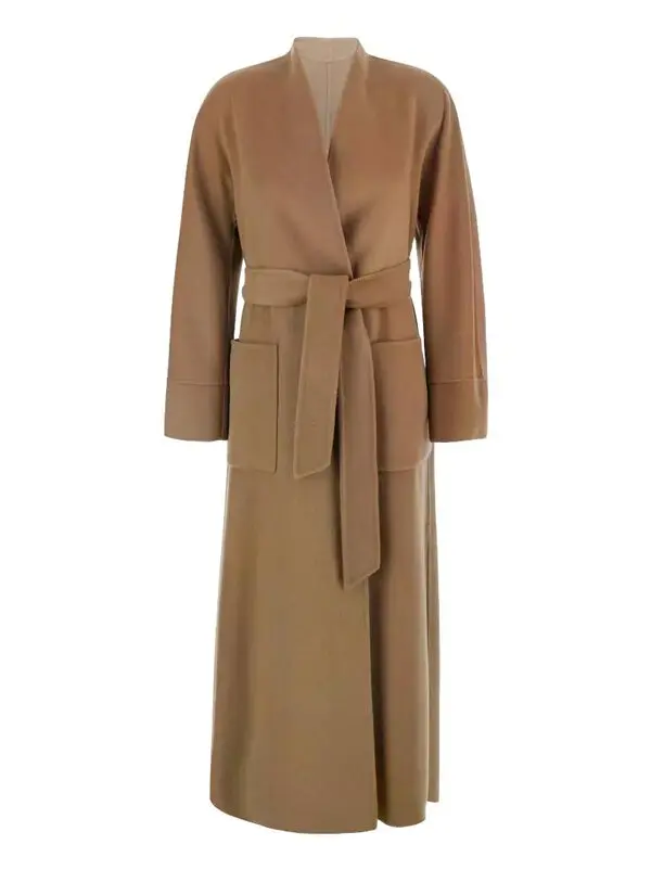 Max Mara Belted Patch-pocket Coat - Brown