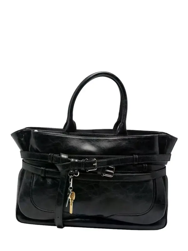 OSOI Leather Buckled Tote Bag - Black