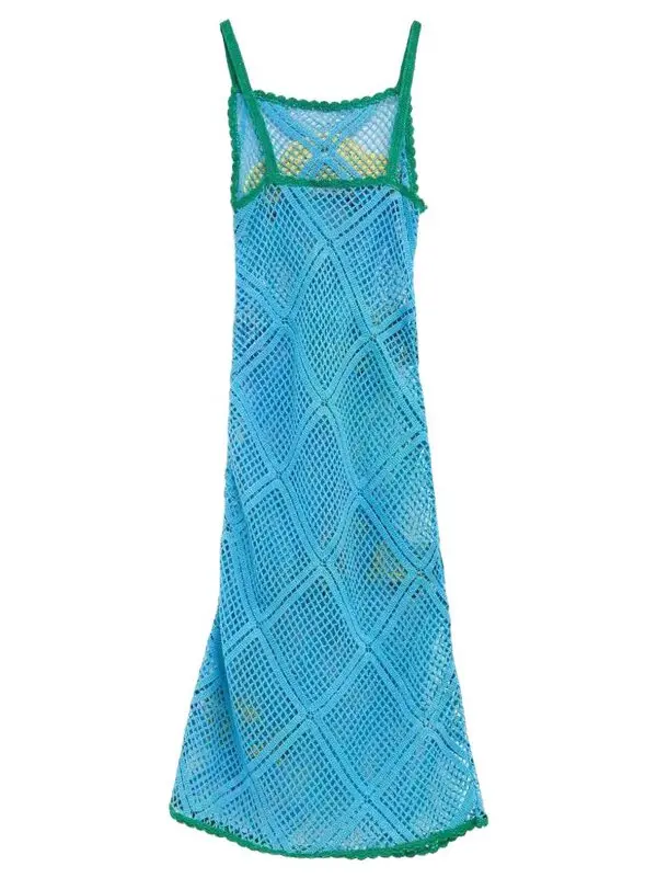 JW Anderson Crochet-knit Car-patch Midi Dress - Blue