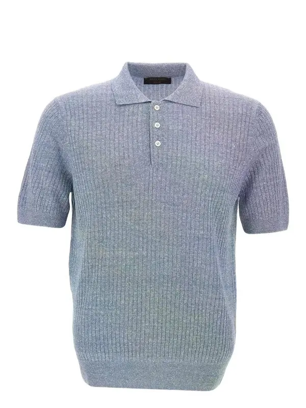 GRAN SASSO Ribbed-knit Polo Shirt - Blue