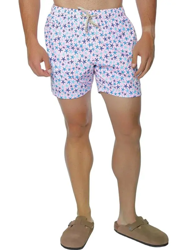 MC2 SAINT BARTH Starfish Print Drawstring Swim Shorts - Pink