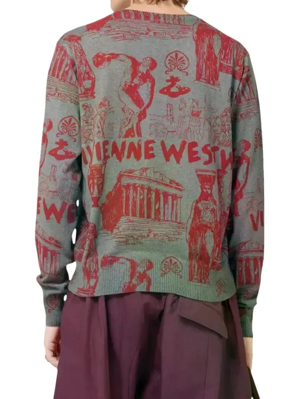 VIVIENNE WESTWOOD Orb-embroidered V-neck Sweater - Grey