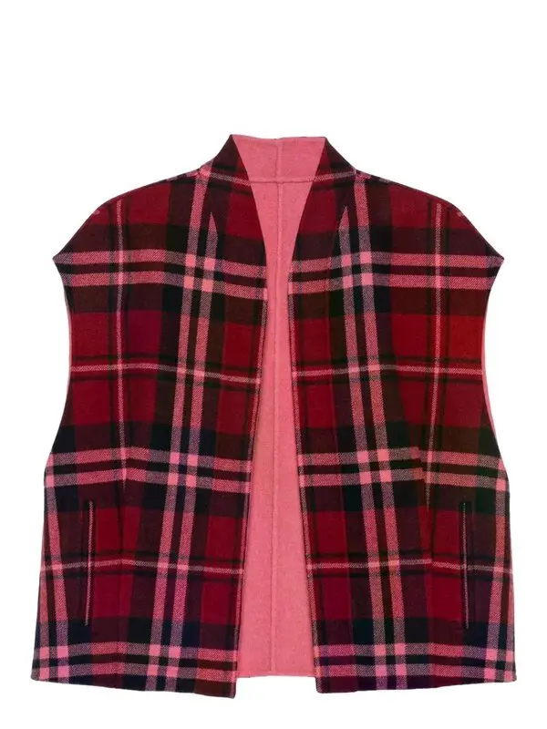 ALICIA AUDREY Regine Check Sleeveless Reversible Gilet - Red