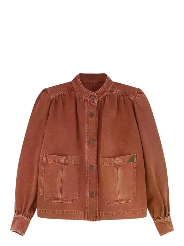 Chloé Gathered-detail Denim Jacket - Brown