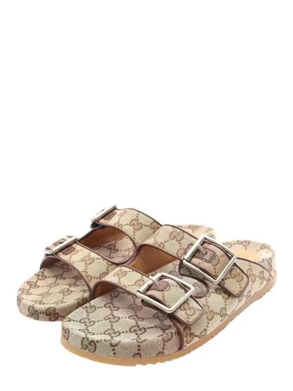 Gucci Gg Canvas Buckle Slide Sandals - Neutrals