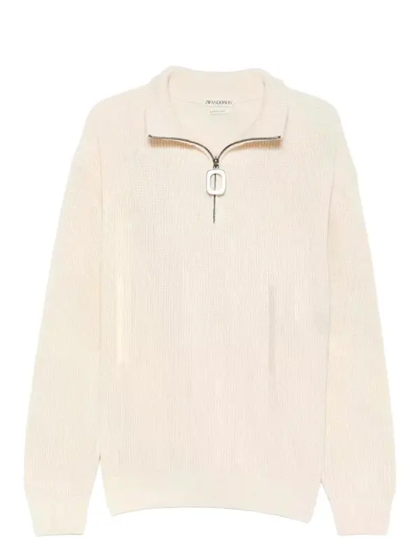 JW Anderson Half-zip Ribbed Knit Sweater - Neutrals