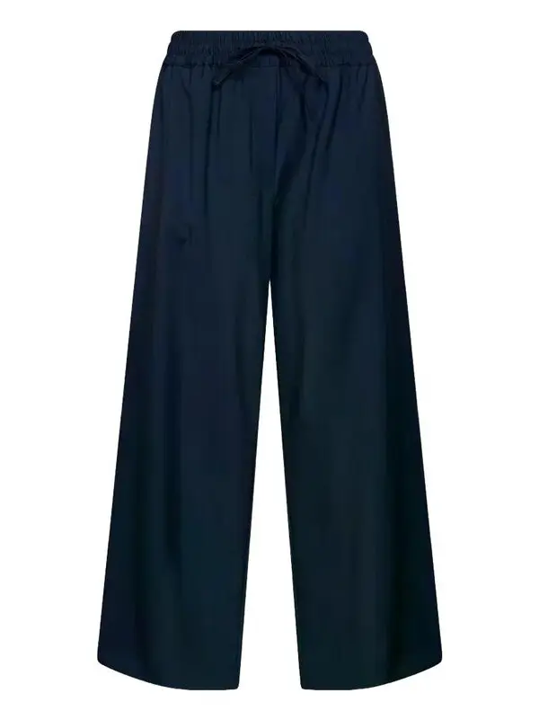 Max Mara Virgin Wool Drawstring Wide-leg Trousers - Blue