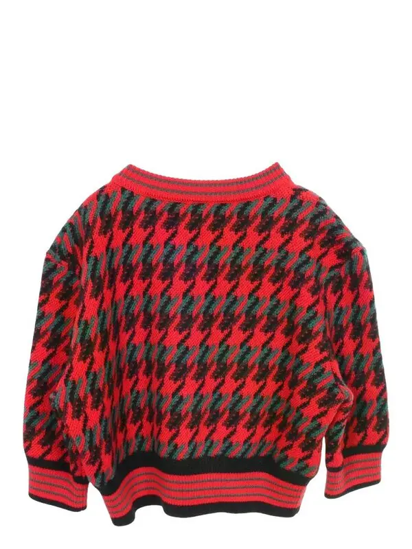 Gucci 2010s Houndstooth Cropped Sweater - Red