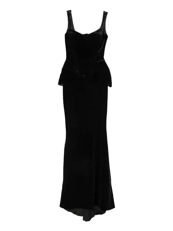 ADAMARIS Velvet Corset Maxi Dress - Black