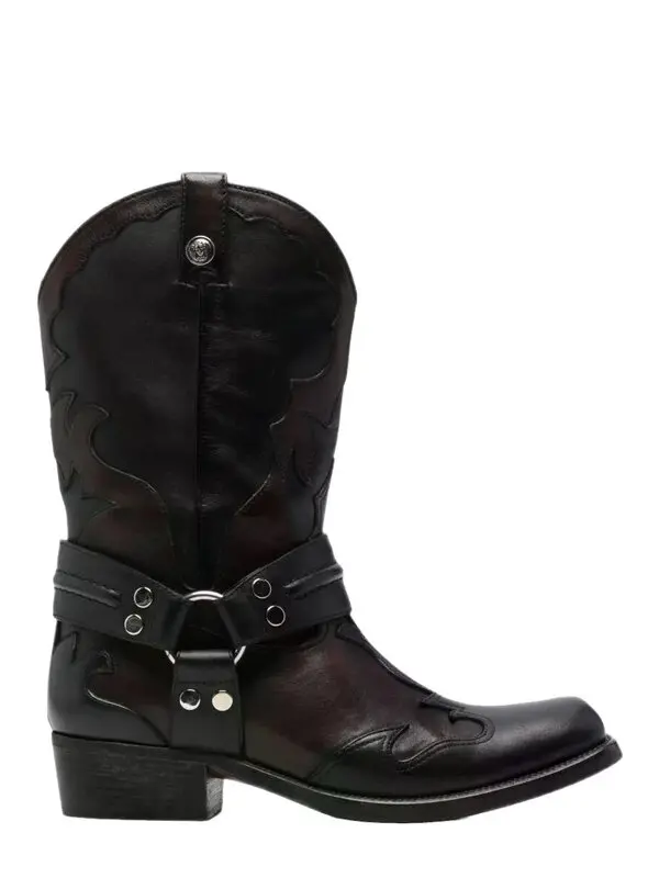 Versace Embroidered Harness Boots - Black