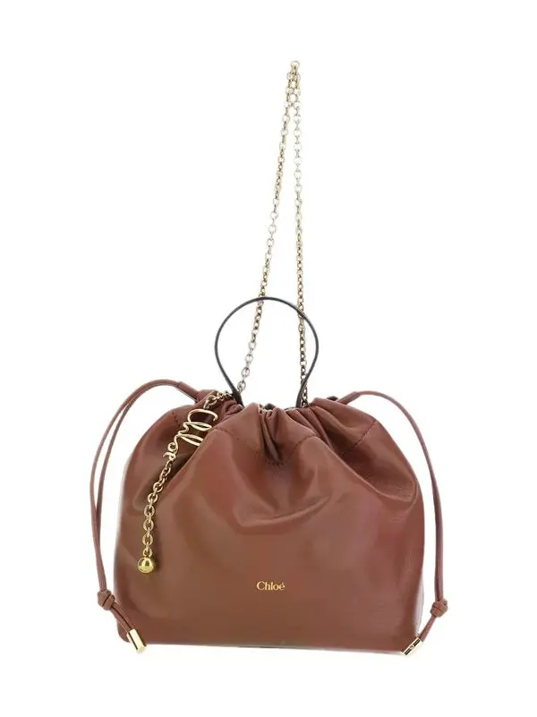 Chloé Small Drawstring Leather Shoulder Bag - Brown