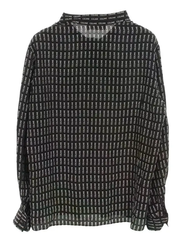 Celine Logo-print Silk Shirt - Black