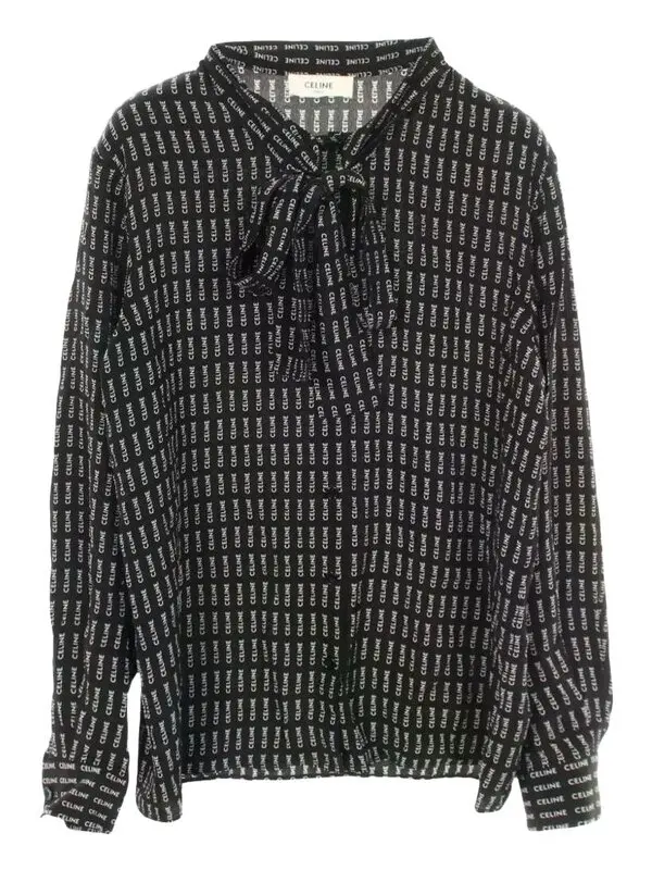Celine Logo-print Silk Shirt - Black