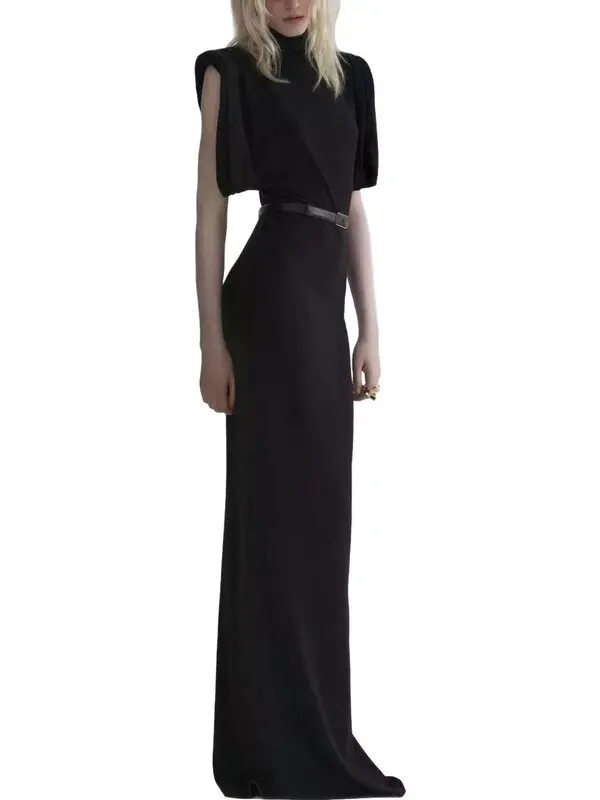 MUGLER Draped Sleeveless Gown - Black