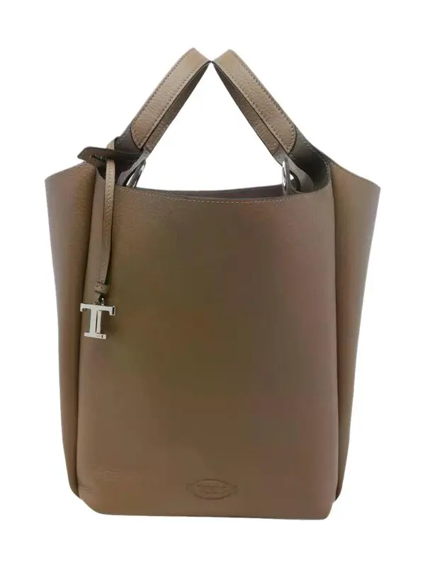 TOD'S Leather Bucket Bag With T Timeless Charm - Brown