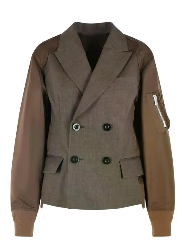 Sacai Double-breasted Panelled Jacket - Brown