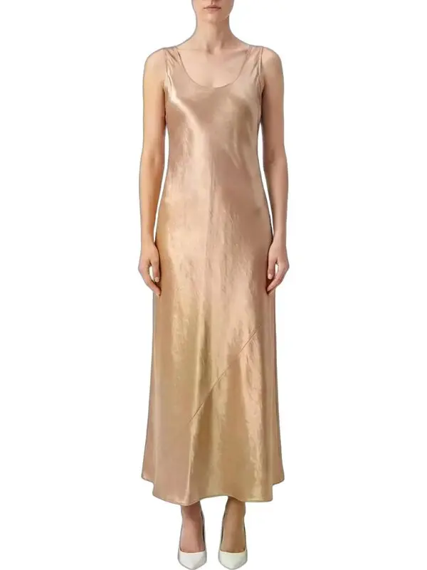 Max Mara Satin Finish Sleeveless Midi Dress - Neutrals