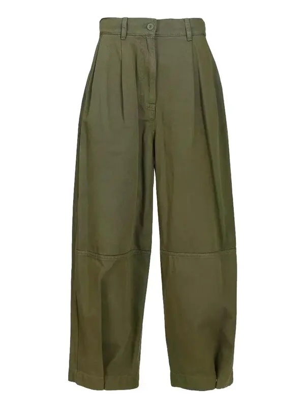 Max Mara Logo Patch Cotton Trousers - Green