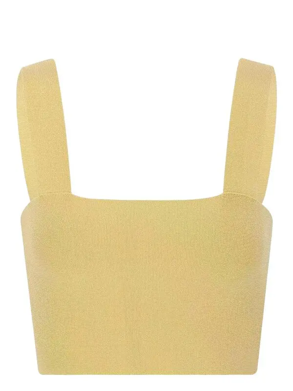 CAYET Gisele Knitted Cropped Top - Yellow