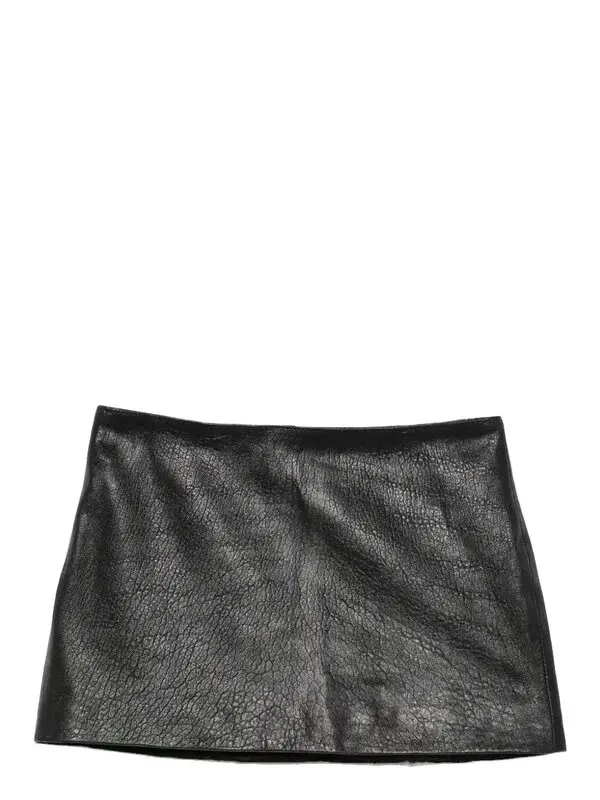 MANOKHI Crinkled Finish Leather Mini Skirt - Black