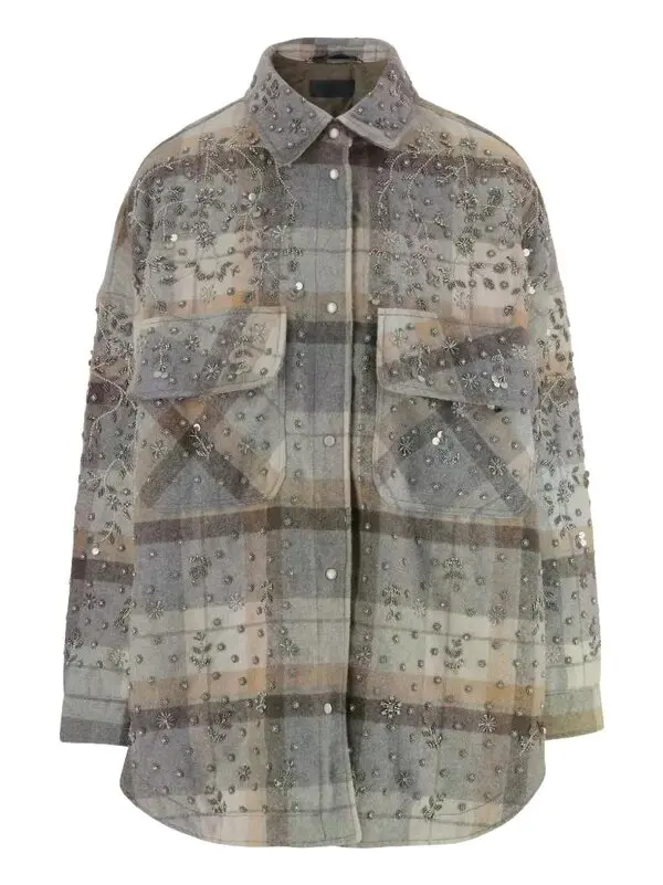 Stella McCartney Check-pattern Embroidered Jacket - Grey