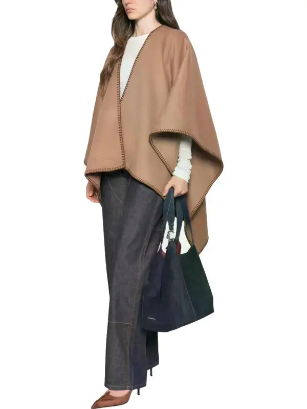 Max Mara Logo Embroidered Cape - Brown