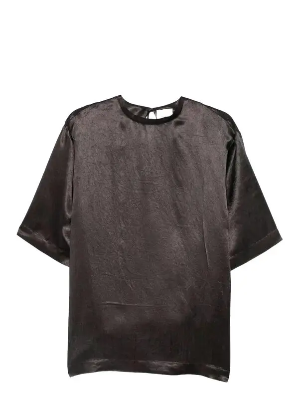 ALYSI Crinkled Finish T-shirt - Brown