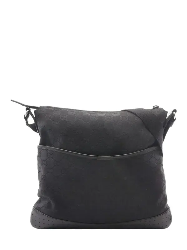 Gucci Gg Canvas Perforated Crossbody Bag - Black