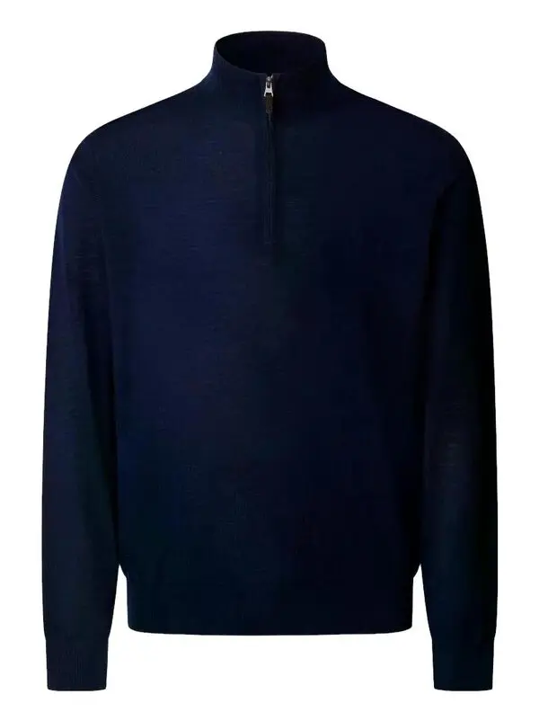 HACKETT LONDON Merino Wool Quarter-zip Sweater - Blue